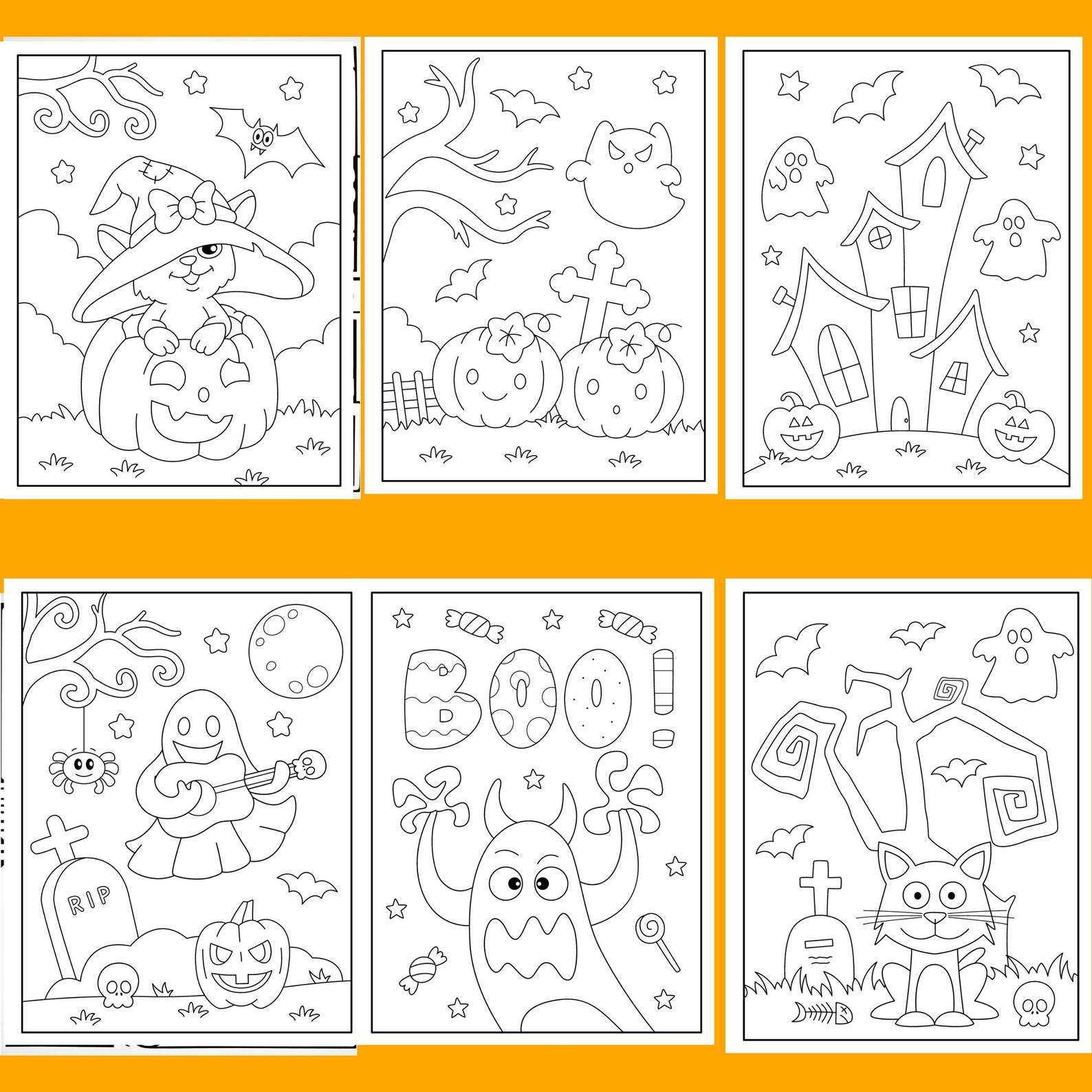 107 Cute Halloween Coloring Pages, Printable, Instant Download, Stress ...