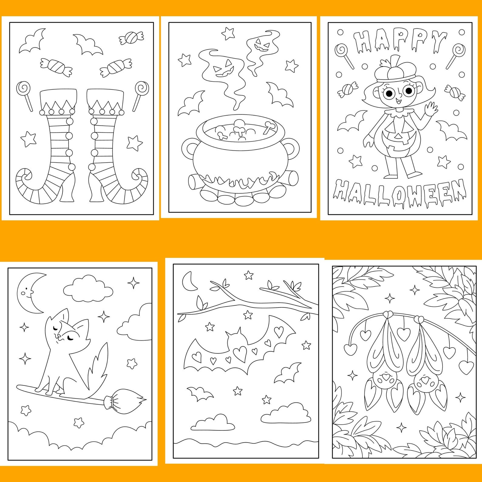 107 Cute Halloween Coloring Pages, Printable, Instant Download, Stress ...