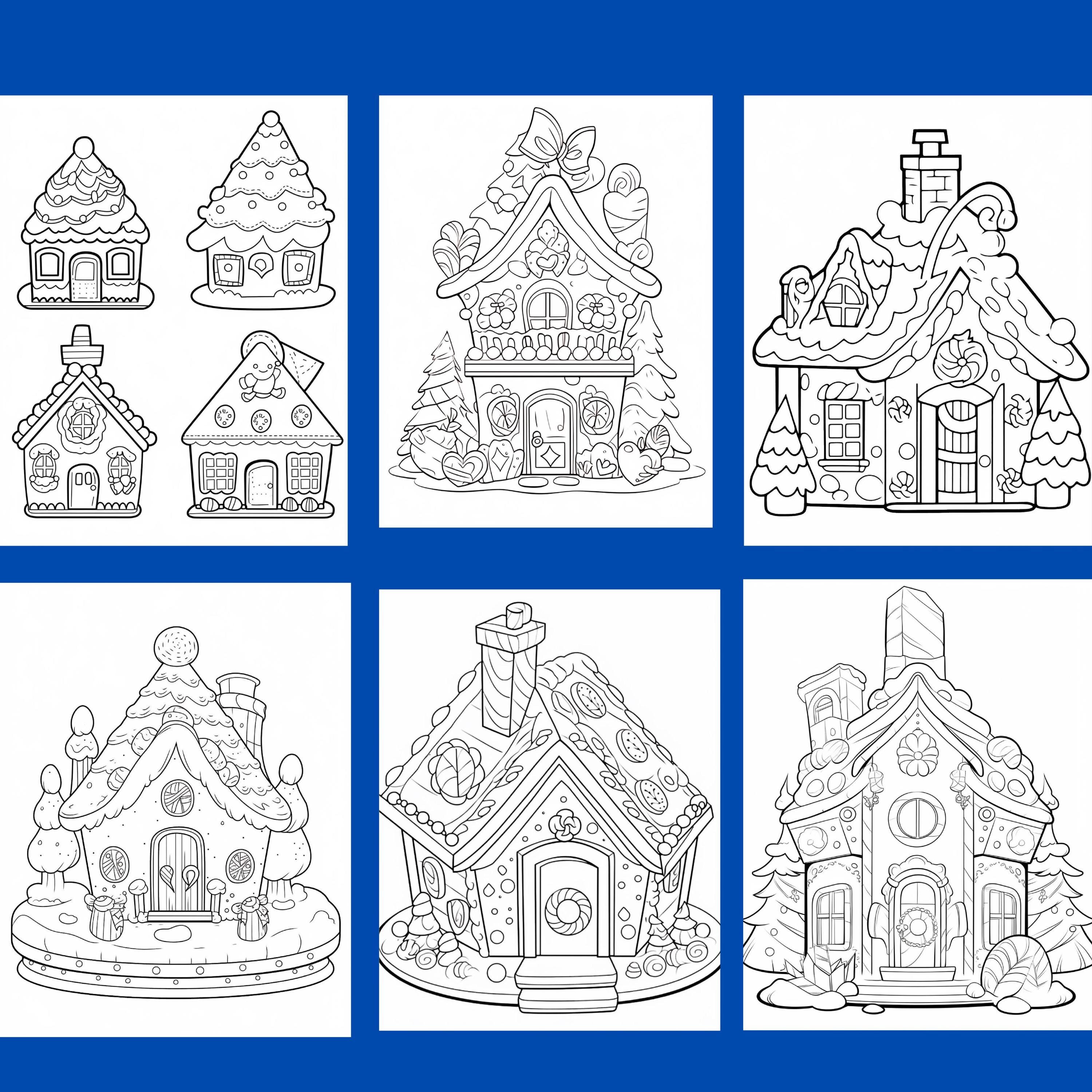 200 Gingerbread Houses Coloring Pages, Printable, Instant Digital ...