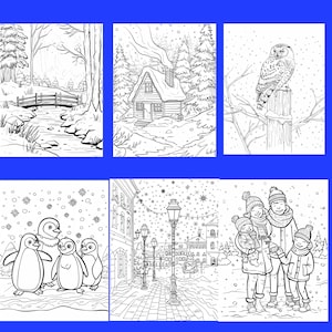120 Winter Scenes Coloring Pages Book, Printable, Instant Download ...