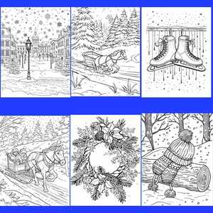120 Winter Scenes Coloring Pages Book, Snow, Cabin, Ice Skating ...