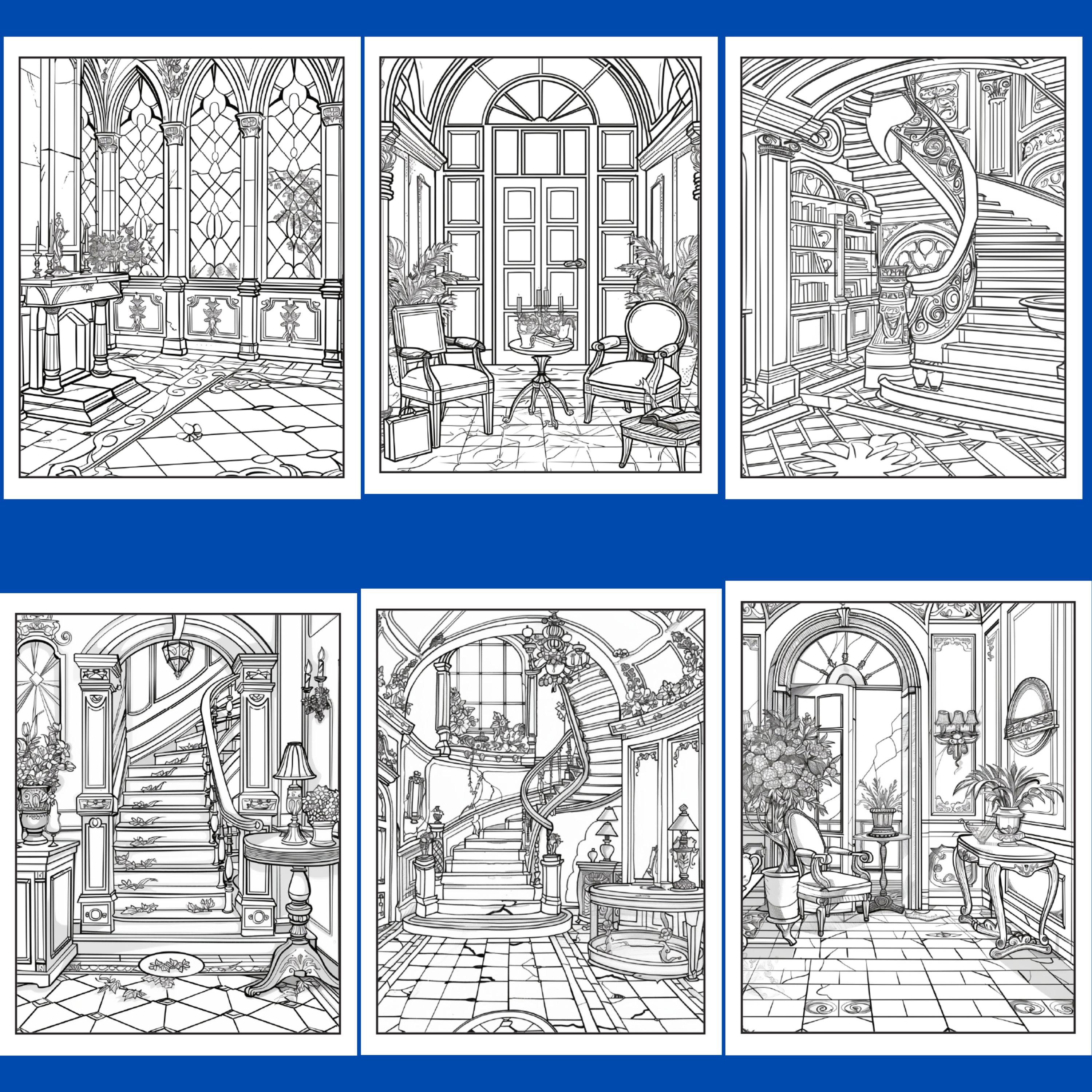 200 Fantasy Interiors Coloring Pages, Luxury Homes (digital Download ...