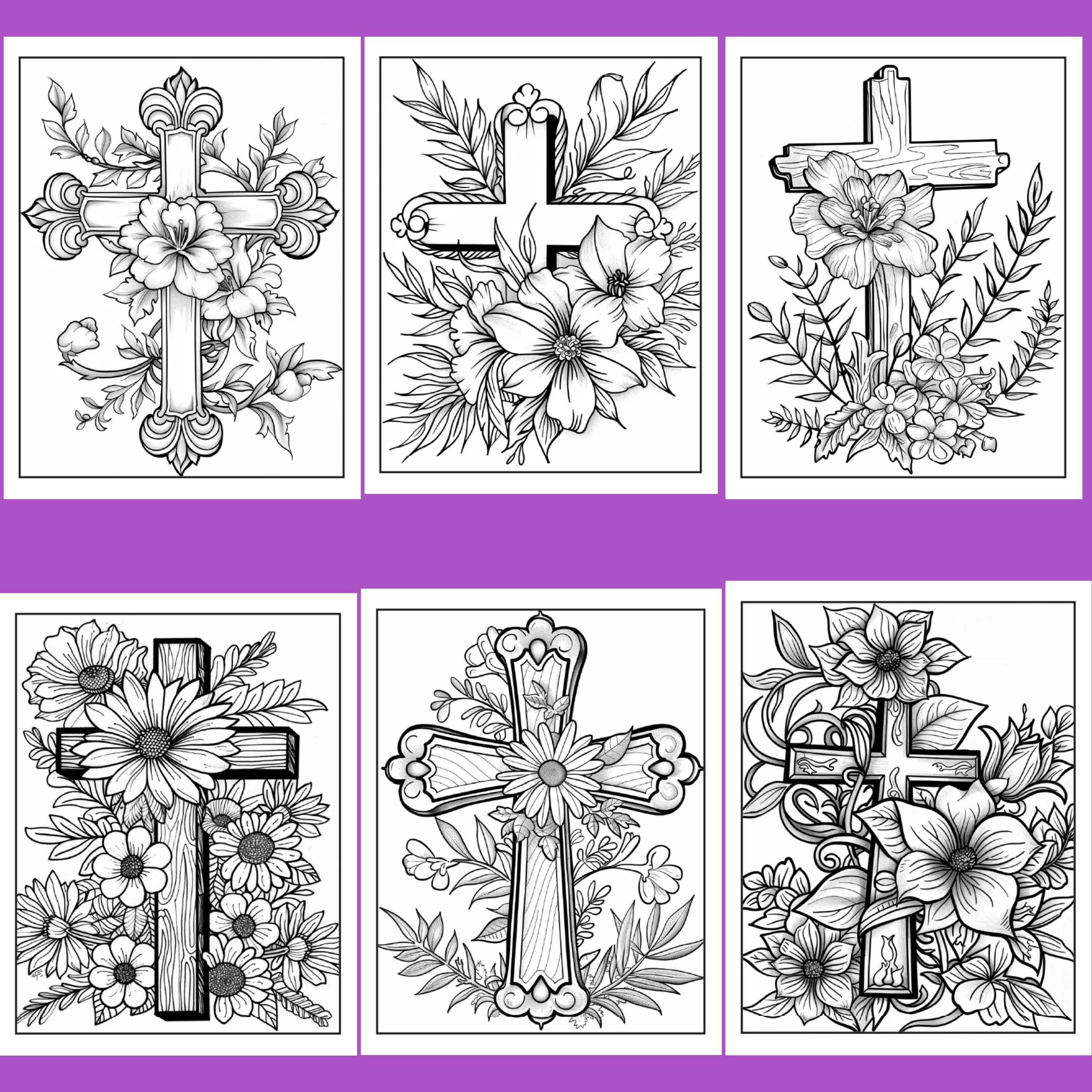 Floral Crosses Coloring Pages, 150+ Designs (digital Download) - Etsy