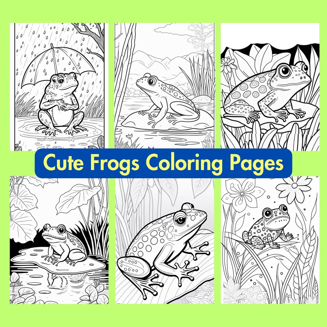 84 Cute Frogs Coloring Pages, Printable, Instant Download, Child ...