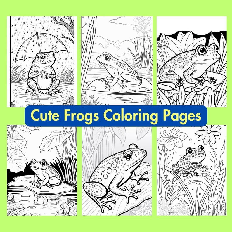 84 Cute Frogs Coloring Pages, Printable, Instant Download, Child ...