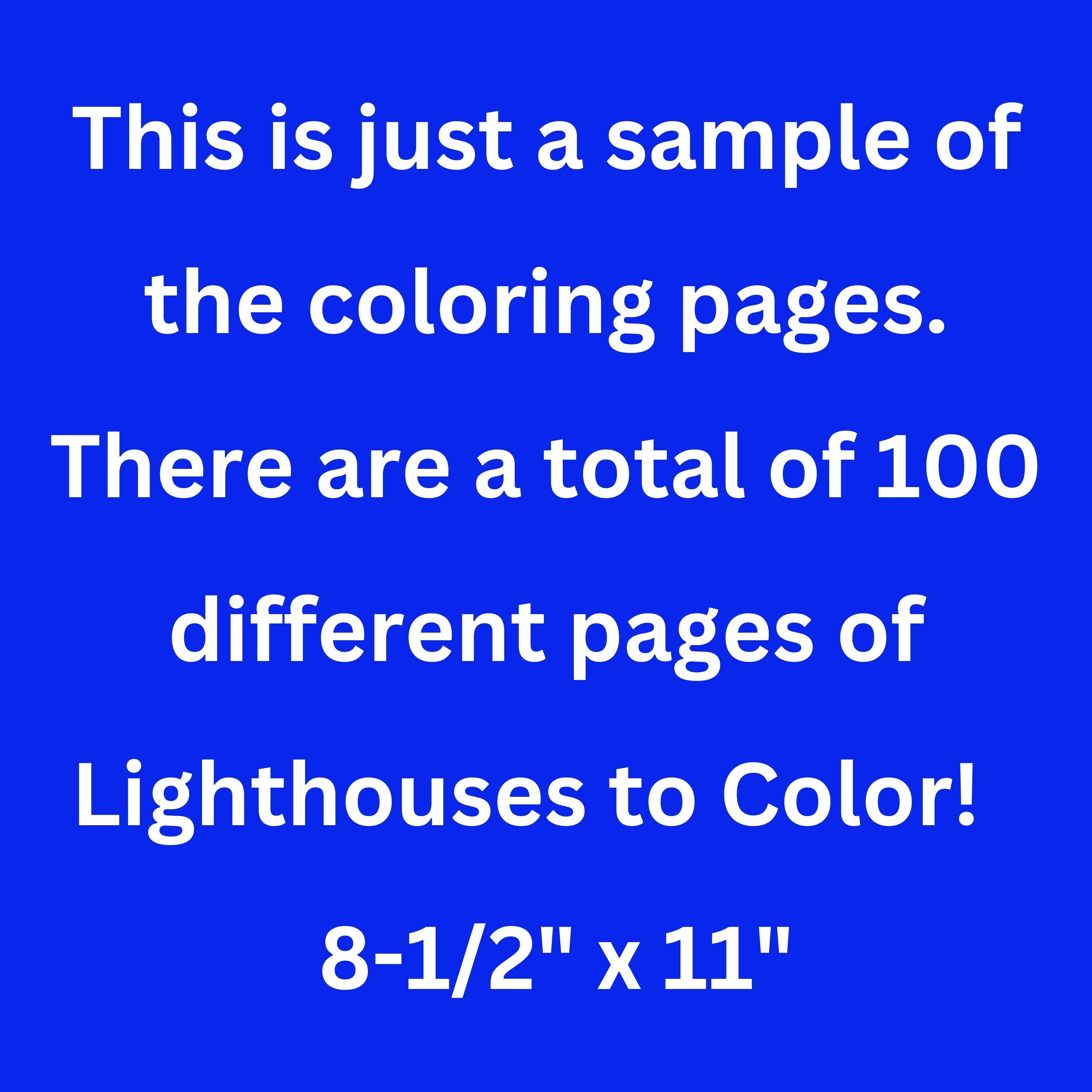 100 Lighthouses Coloring Pages Book, Printable, Instant Download ...