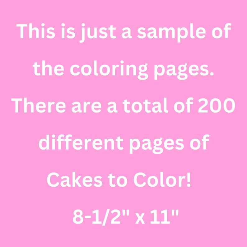 200 Decorated Cakes Coloring Pages Book, Kids & Adults (digital ...