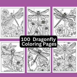 100 Dragonfly Coloring Pages, Printable, Instant Download, Stress ...