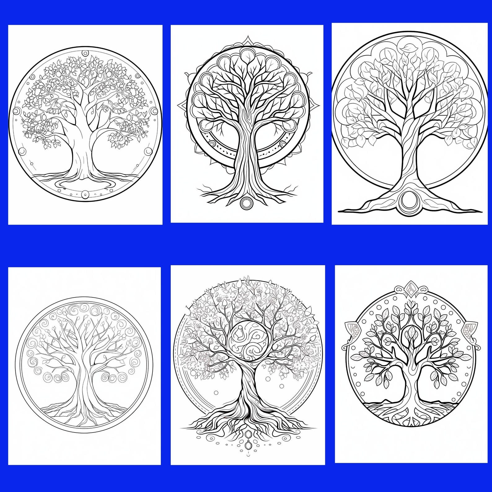 120 Mandala Trees Coloring Pages Book, Printable, Instant Download ...