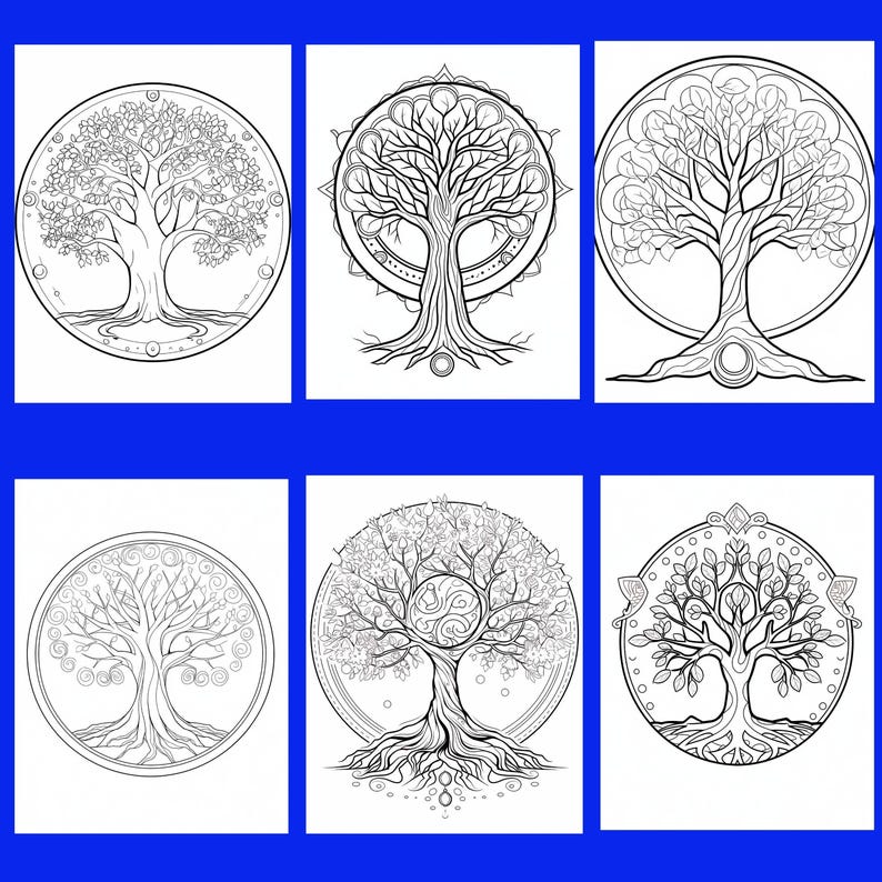 120 Mandala Trees Coloring Pages Book, Printable, Instant Download ...