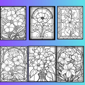 200 Stained Glass Flowers Coloring Pages, Paint, Printable, Ipad ...