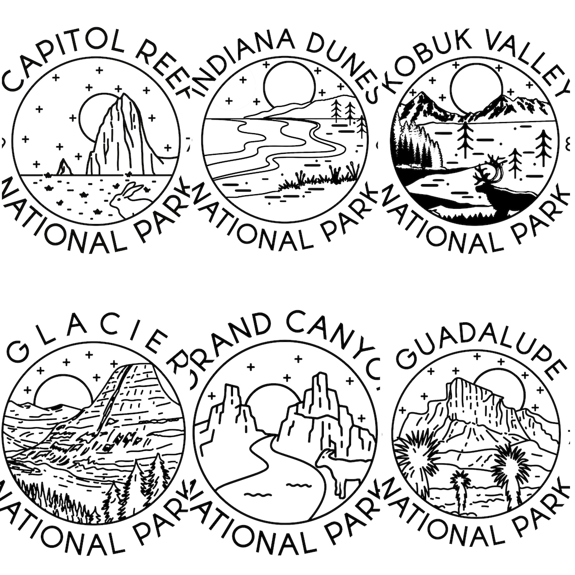 63 US National Parks Coloring Pages, Travel Art (digital Download) - Etsy