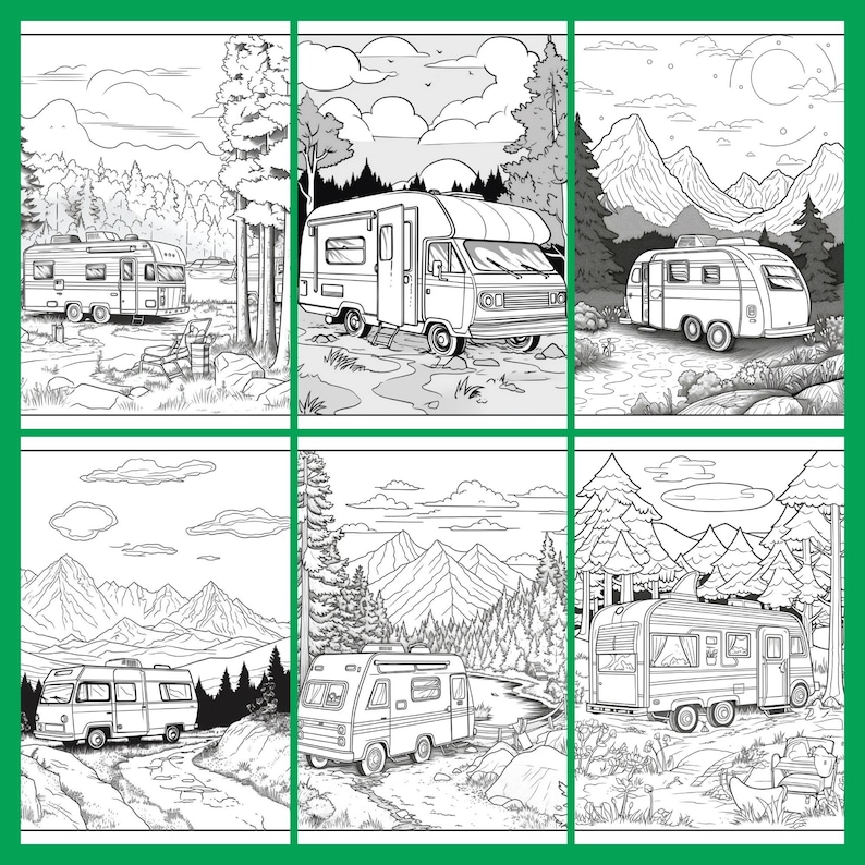 130 RV Camping Coloring Pages, Printable, Instant Download, Stress ...