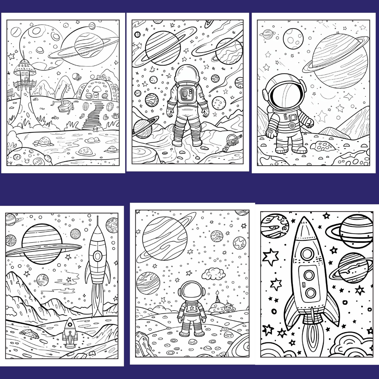 146 Outer Space Coloring Pages, Printable, Digital, Download, Paint ...