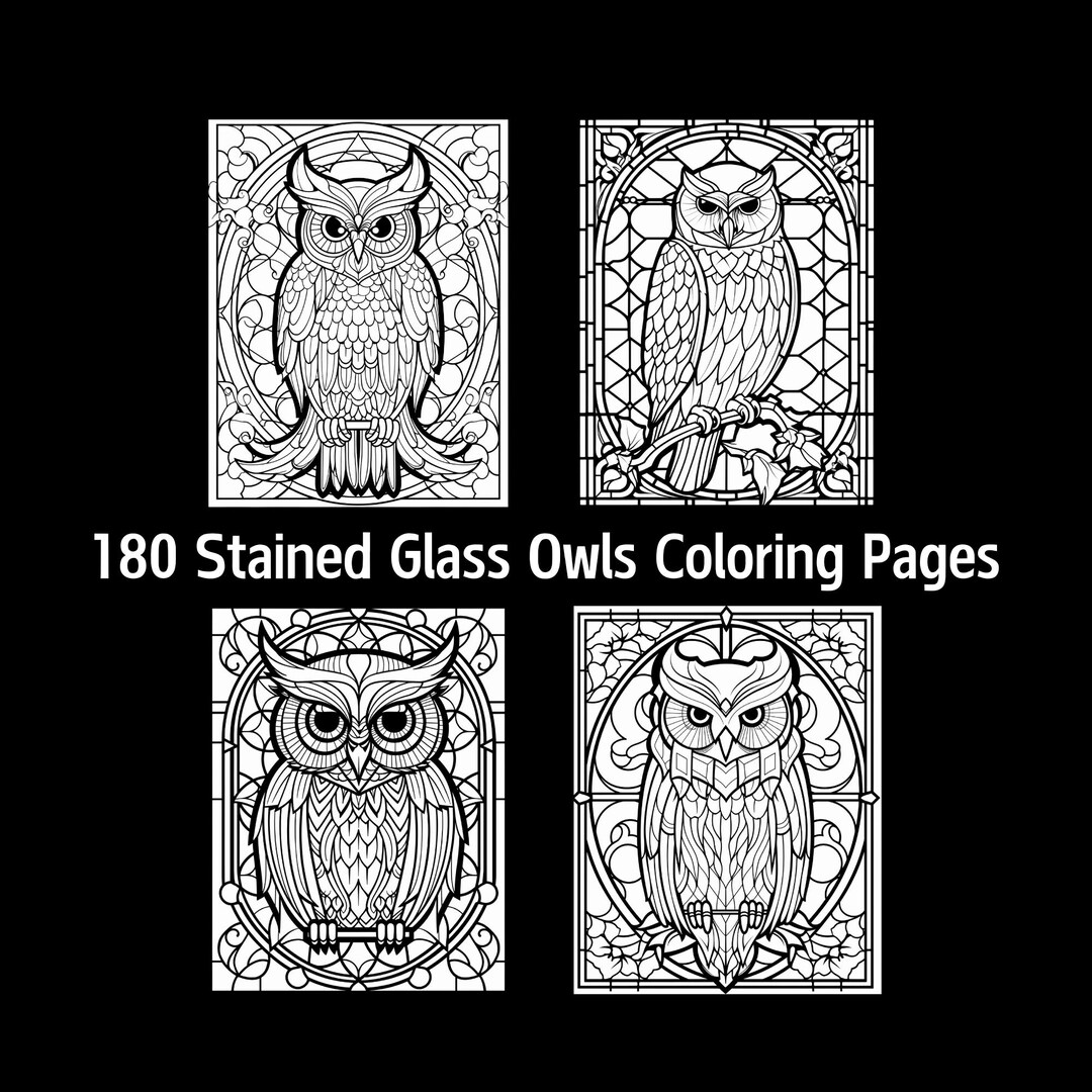 180 Stained Glass Owls Coloring Pages (digital Download) - Etsy