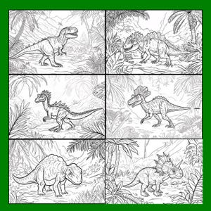 120 Dinosaur Coloring Pages, Instant Printable Digital Download ...