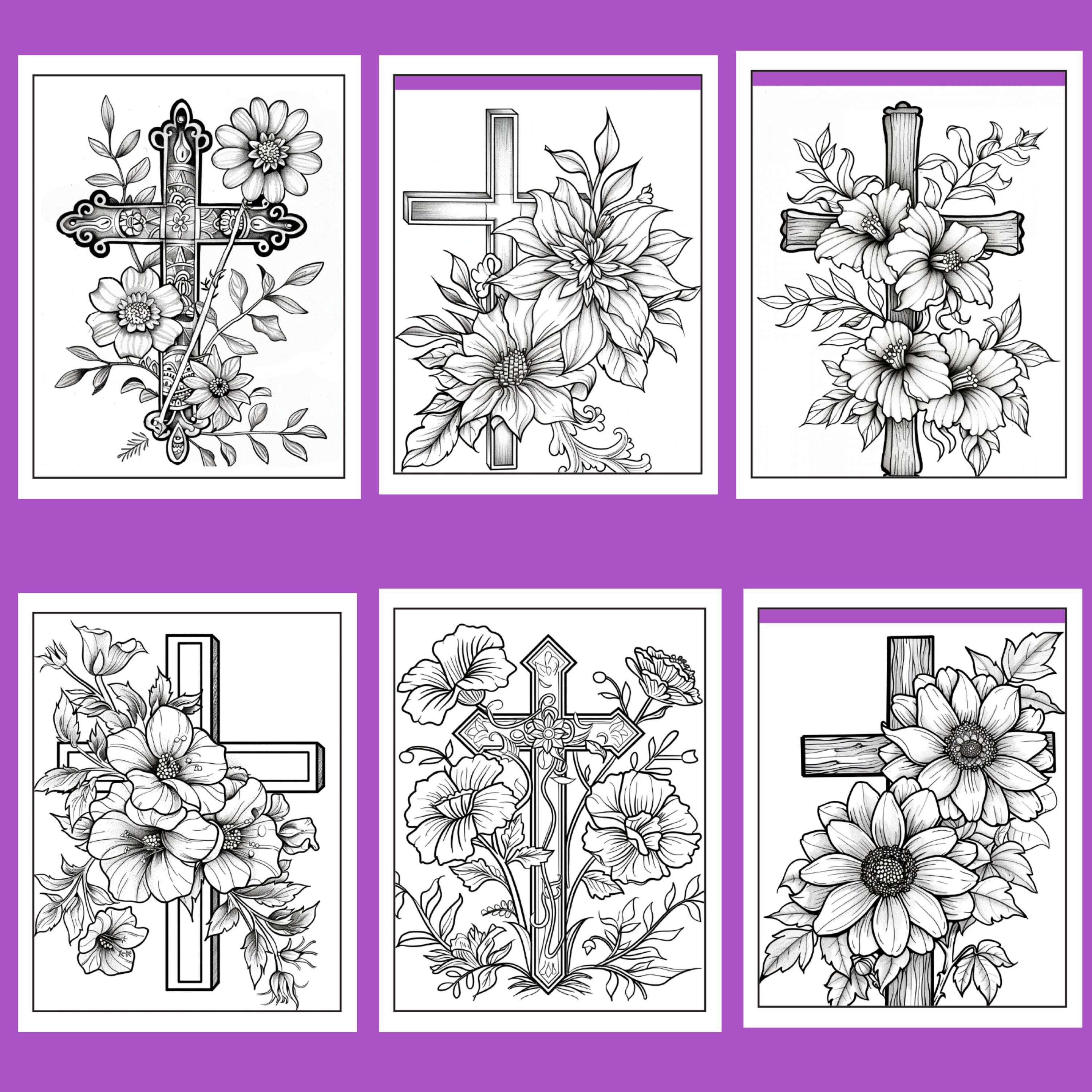 Floral Crosses Coloring Pages, 150+ Designs (digital Download) - Etsy