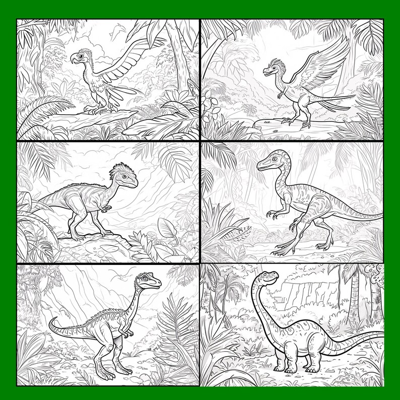 120 Dinosaur Coloring Pages, Instant Printable Digital Download ...