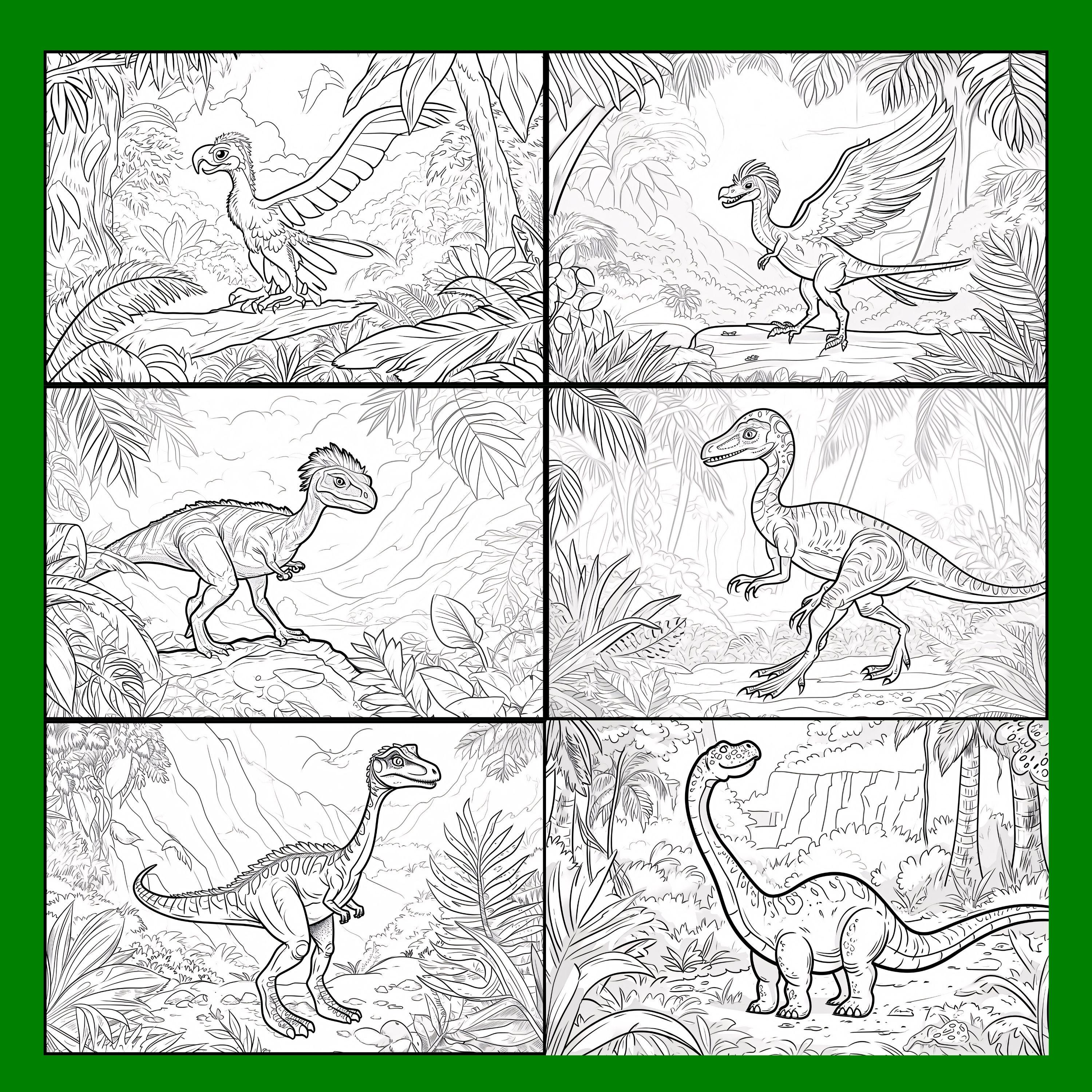 120 Dinosaur Coloring Pages, Instant Printable Digital Download ...