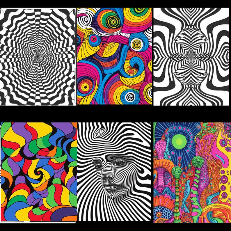 200+ Optical Illusion Coloring Pages, Geometric Patterns (digital ...