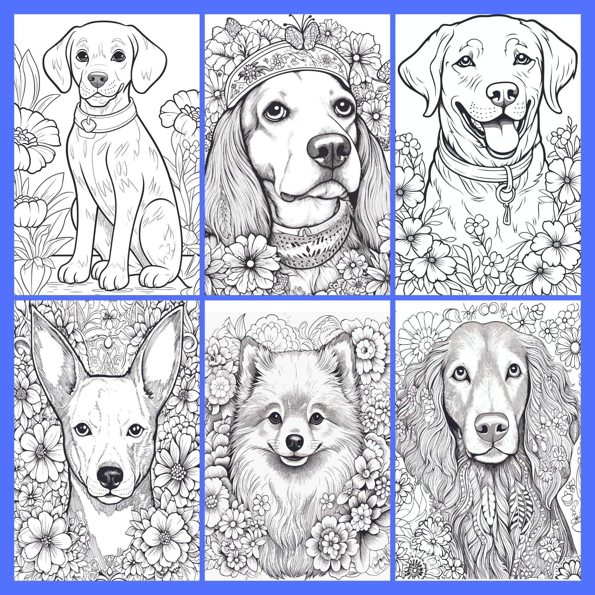 116 Dog Coloring Pages, Printable, Instant Download, Stress Relief ...