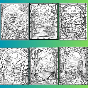 200 Stained Glass Landscapes Coloring Pages for Adults and Kids ...