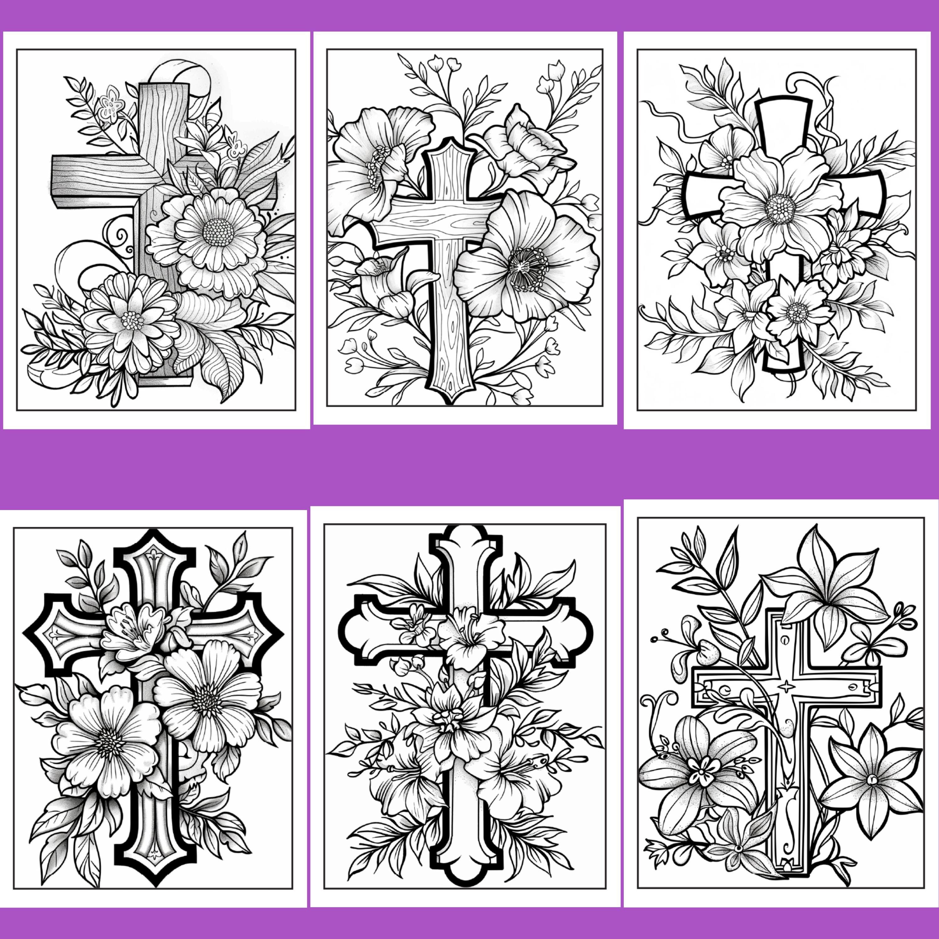 Floral Crosses Coloring Pages, 150+ Designs (digital Download) - Etsy