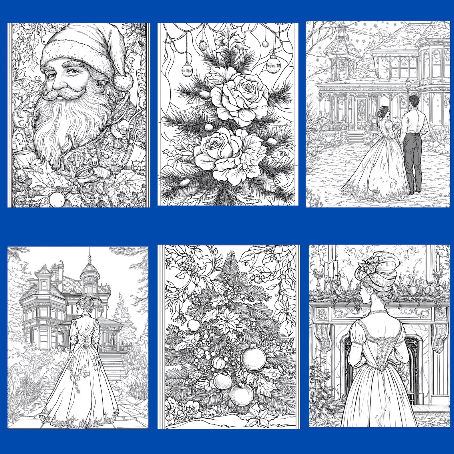 100 Victorian Christmas Coloring Pages, Book, Printable, Instant ...