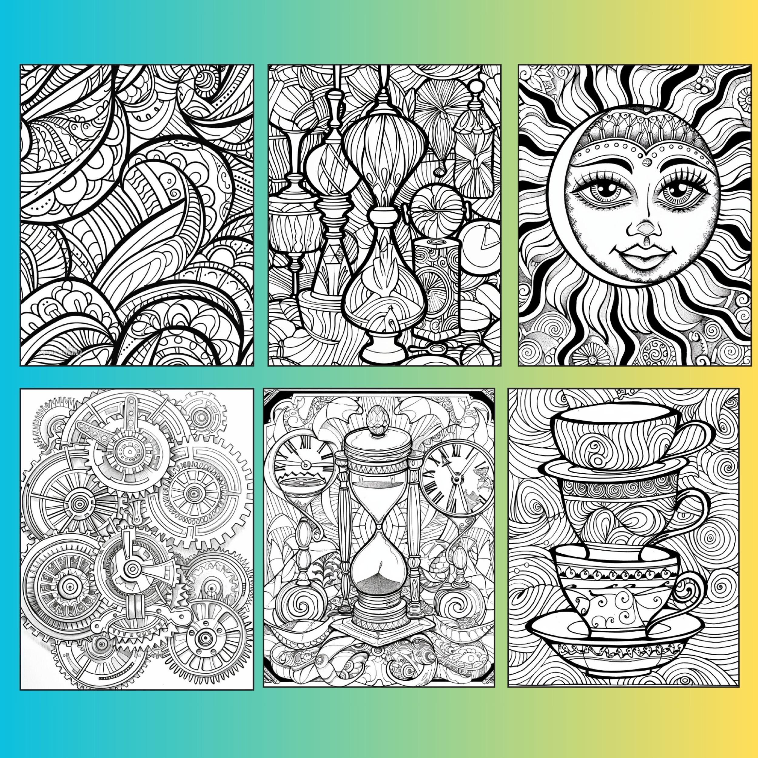 120 Zentangle Coloring Pages, Geometric Patterns, Abstract Line Art ...