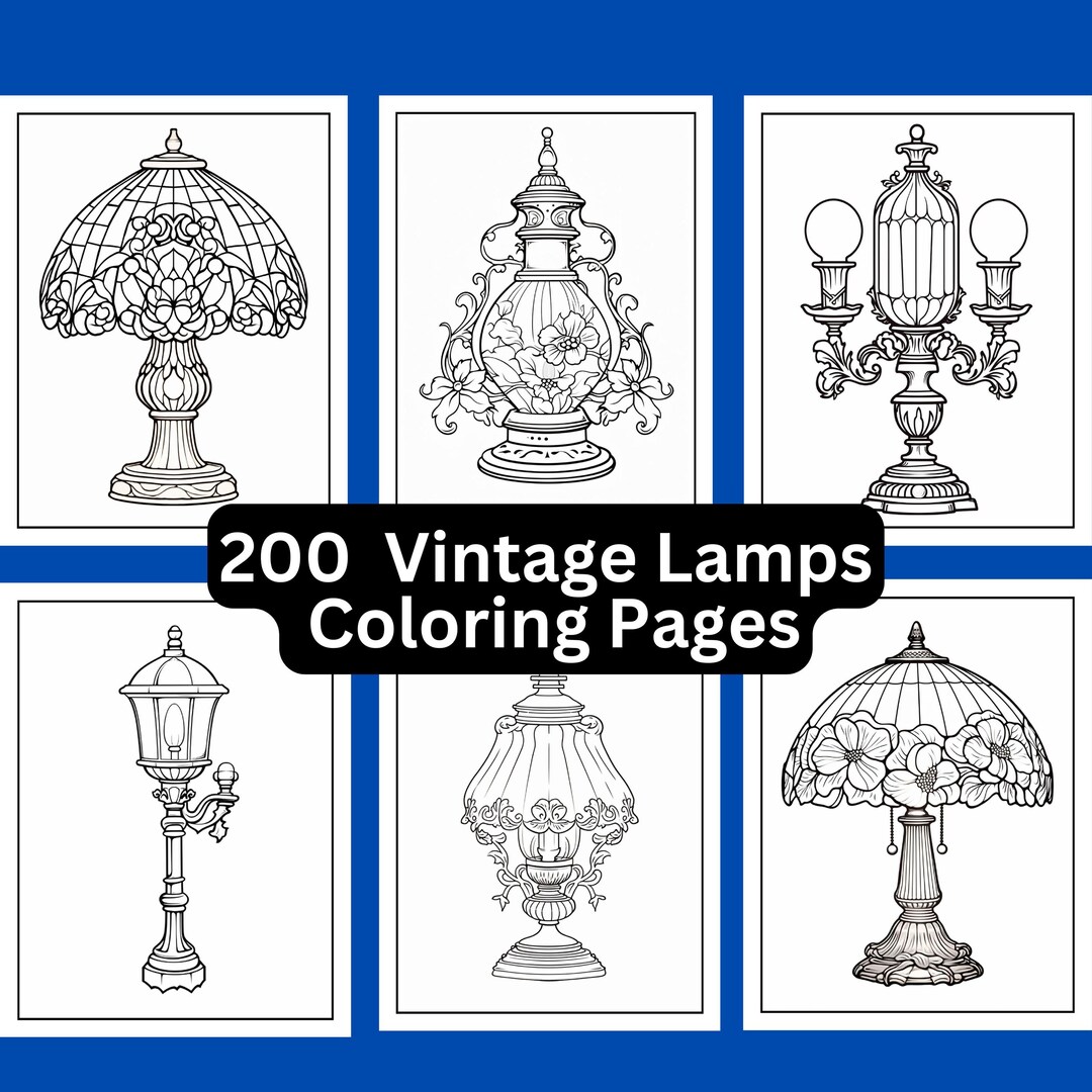 200 Vintage Lamps Coloring Pages, Tiffany, Antique, Sconces, Candles ...