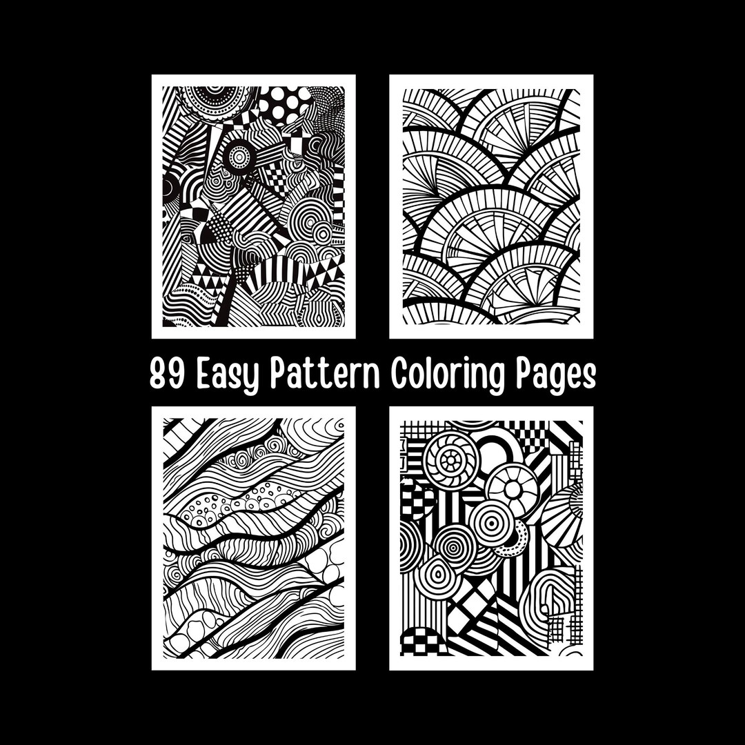 89 Easy Pattern Coloring Pages, Easy Designs (digital Download) - Etsy