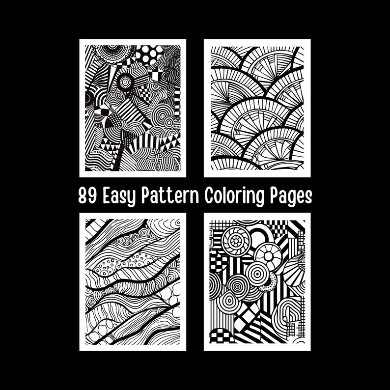 89 Easy Pattern Coloring Pages, Easy Designs (digital Download) - Etsy
