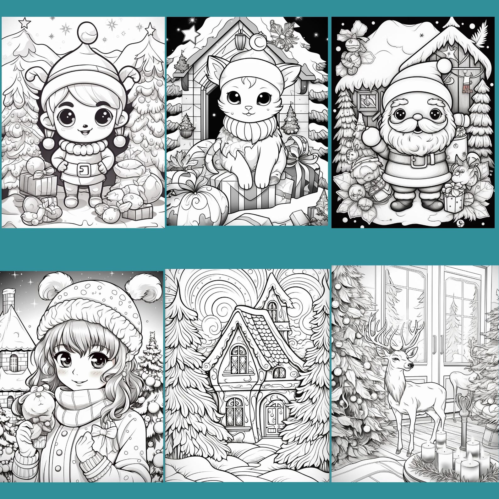 100 Vintage Christmas Coloring Pages, Kids & Adults (digital Download ...