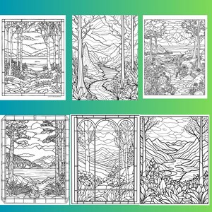200 Stained Glass Landscapes Coloring Pages for Adults and Kids ...