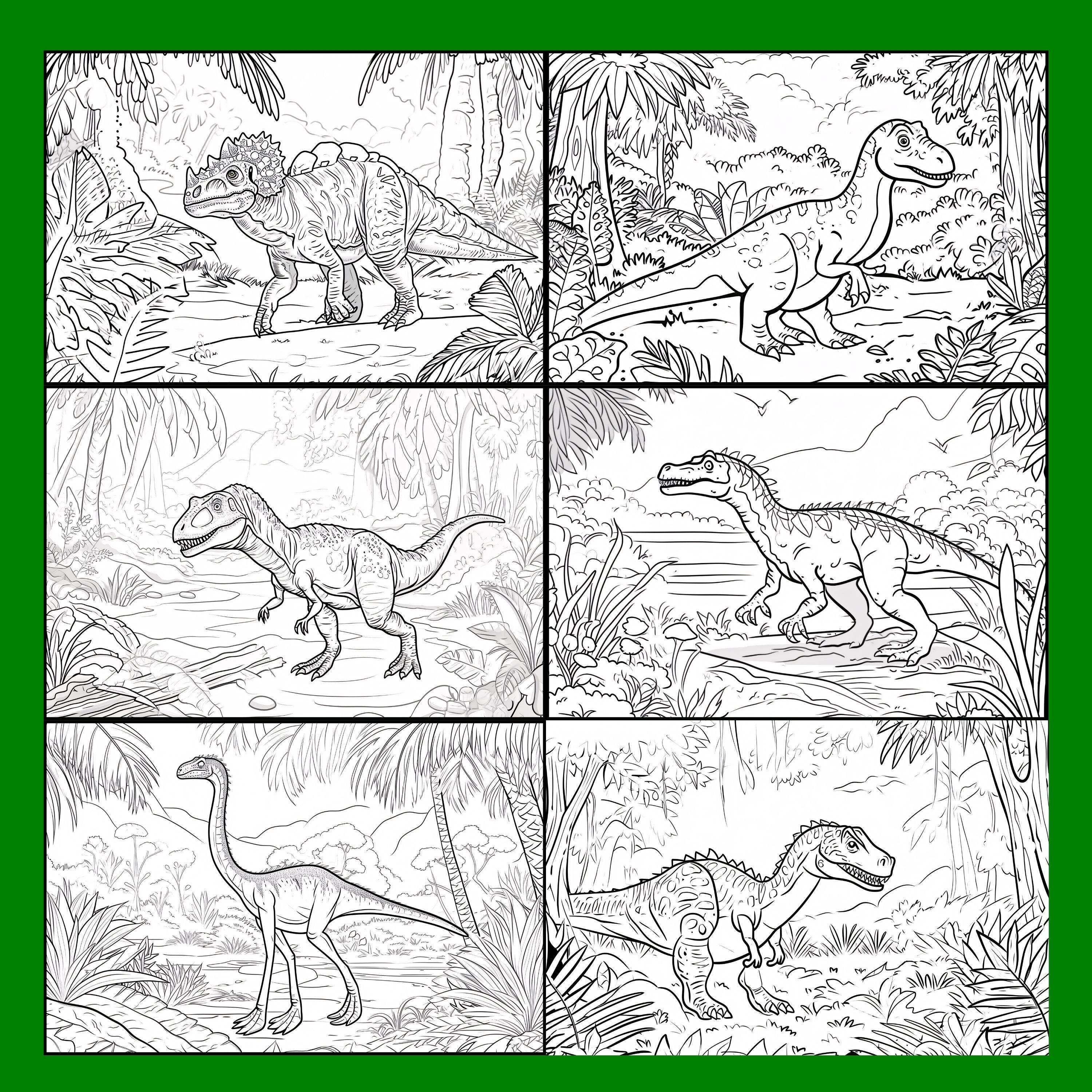 120 Dinosaur Coloring Pages, Instant Printable Digital Download ...