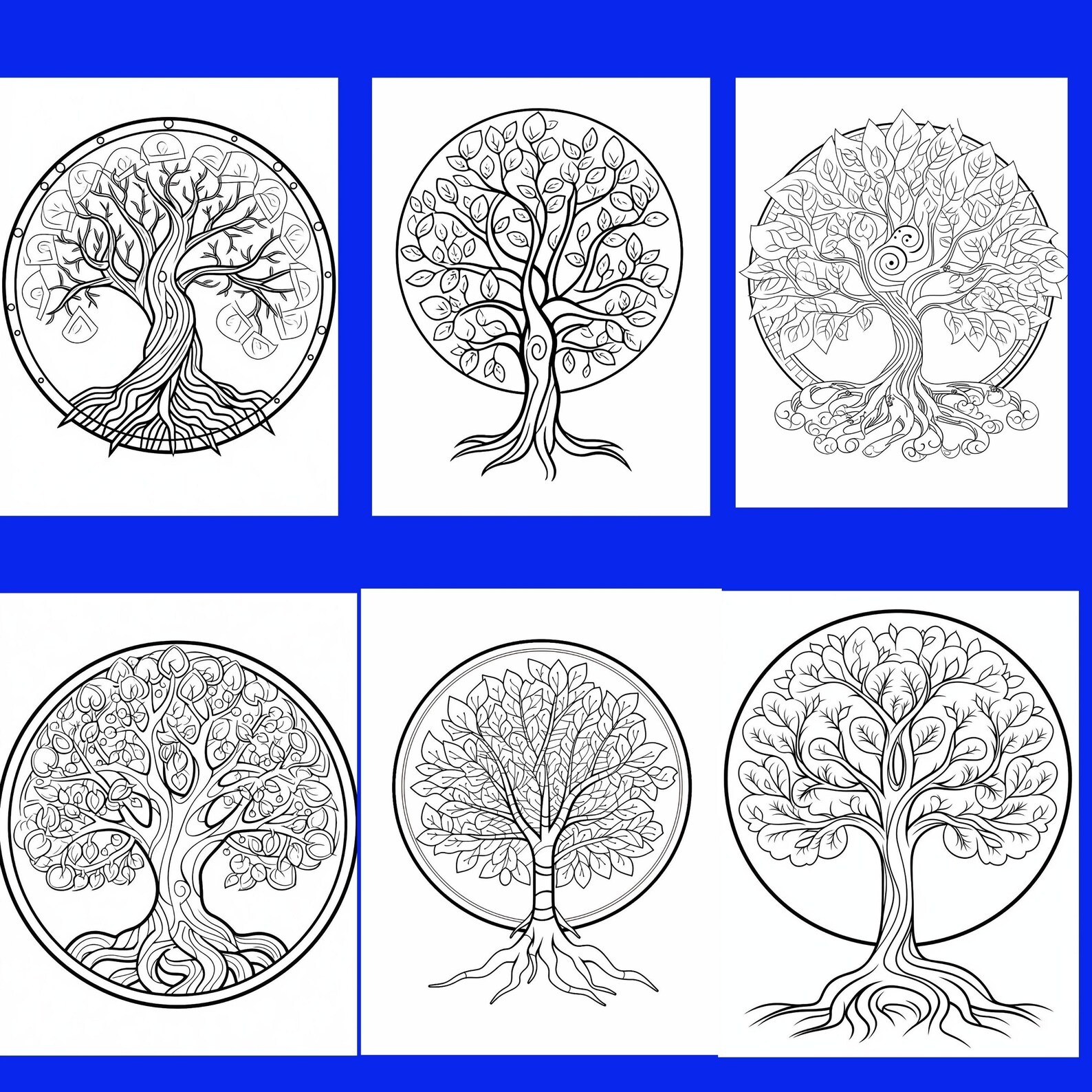 120 Mandala Trees Coloring Pages Book, Printable, Instant Download ...