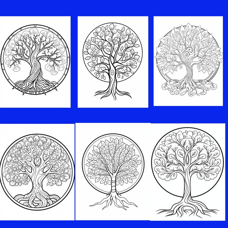 120 Mandala Trees Coloring Pages Book, Printable, Instant Download ...