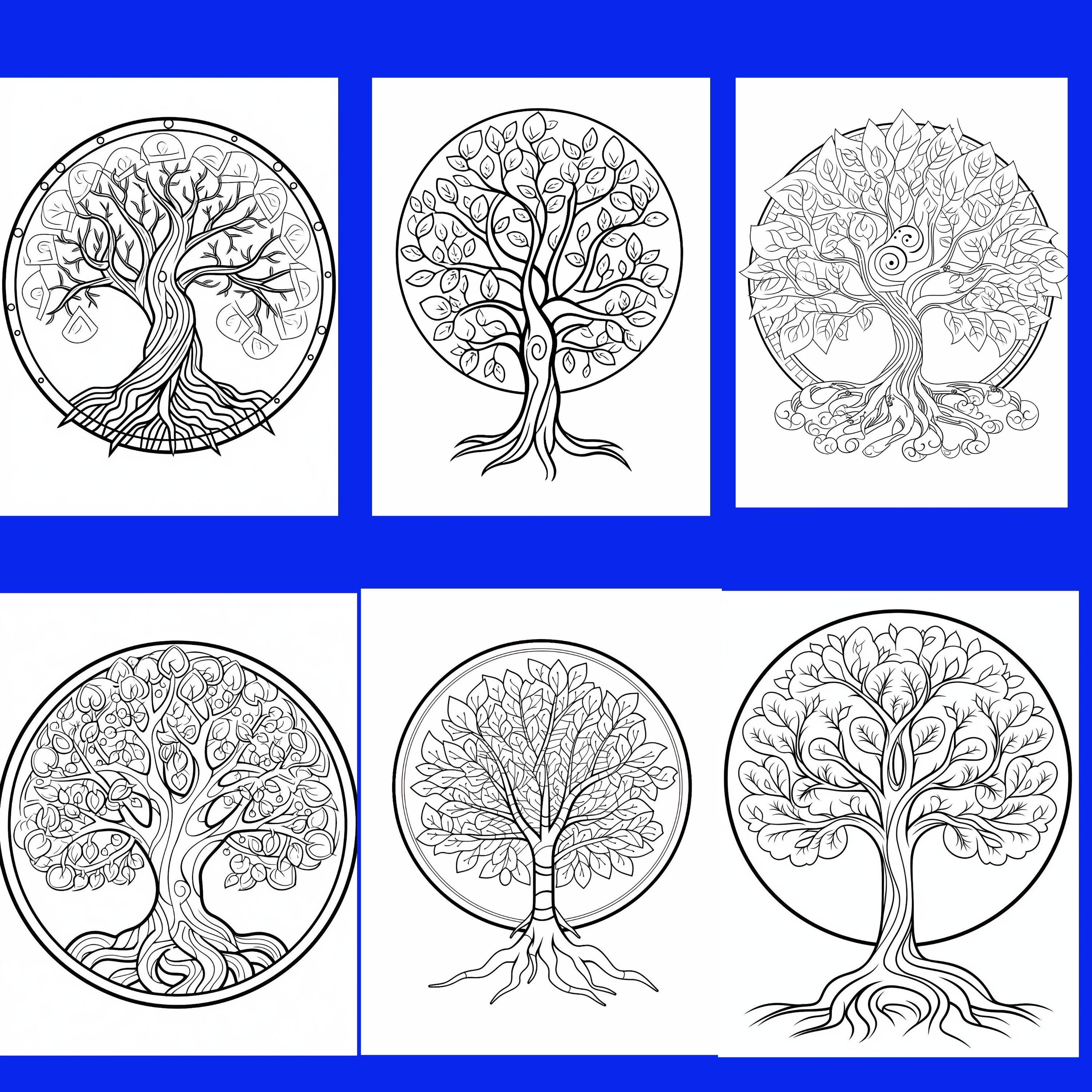120 Mandala Trees Coloring Pages Book, Printable, Instant Download ...