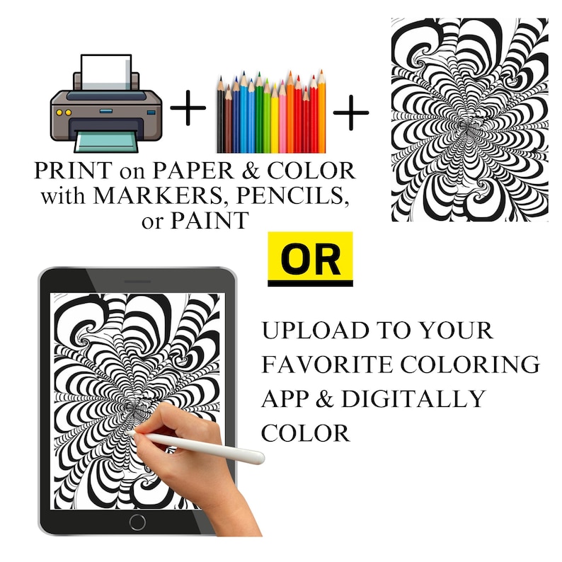 200+ Optical Illusion Coloring Pages, Geometric Patterns (digital ...