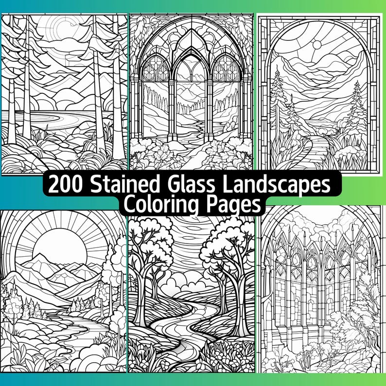 200 Stained Glass Landscapes Coloring Pages for Adults and Kids ...