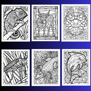 150 Stained Glass Animals Coloring Pages, Printable, Paint, Color ...
