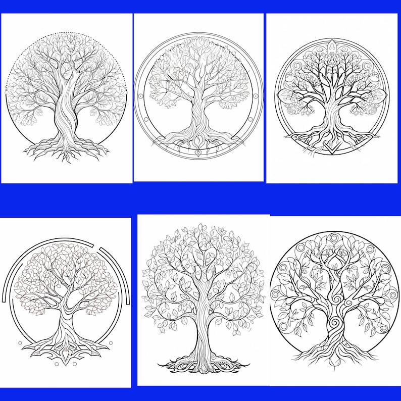 120 Mandala Trees Coloring Pages Book, Printable, Instant Download ...