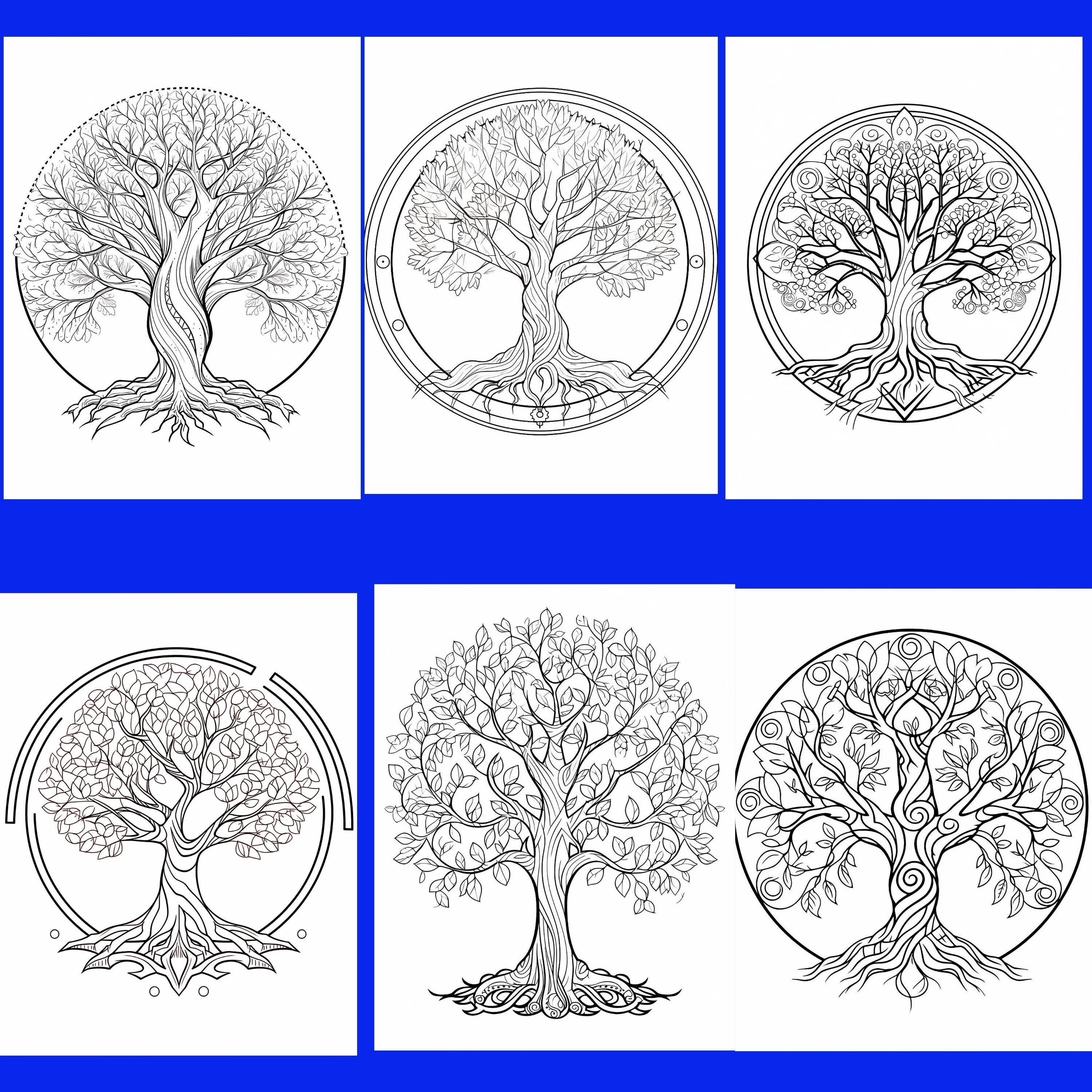 120 Mandala Trees Coloring Pages Book, Printable, Instant Download ...