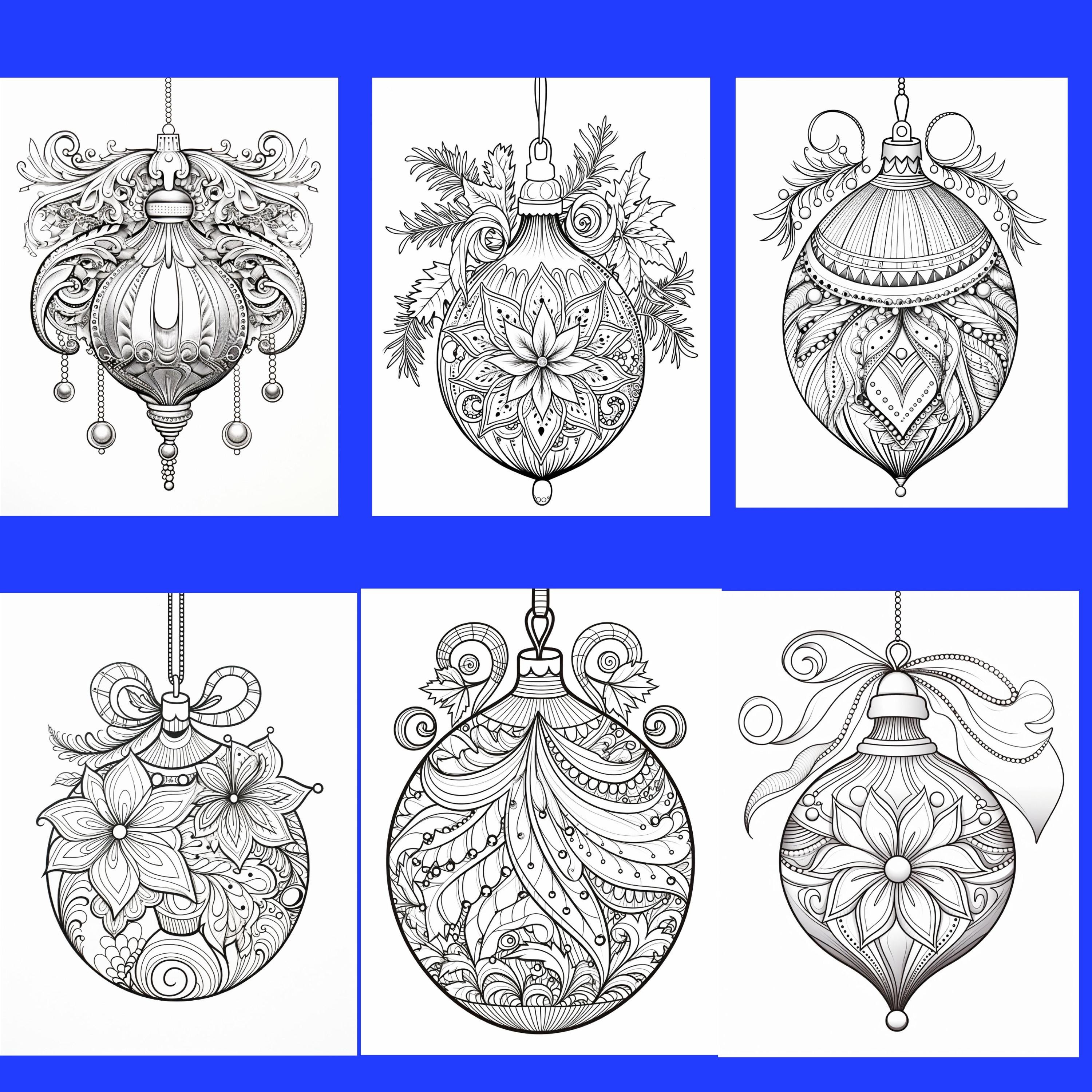 200 Christmas Ornaments Coloring Pages, Kids & Adults (digital Download ...