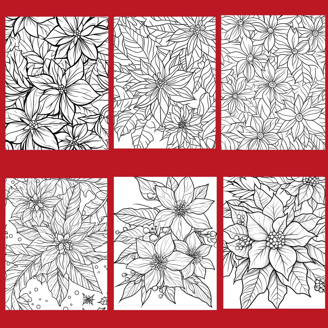 136 Poinsettia Flowers Coloring Pages, Printable, Instant Digital ...
