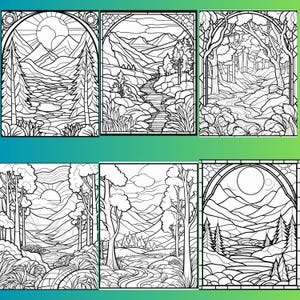 200 Stained Glass Landscapes Coloring Pages for Adults and Kids ...