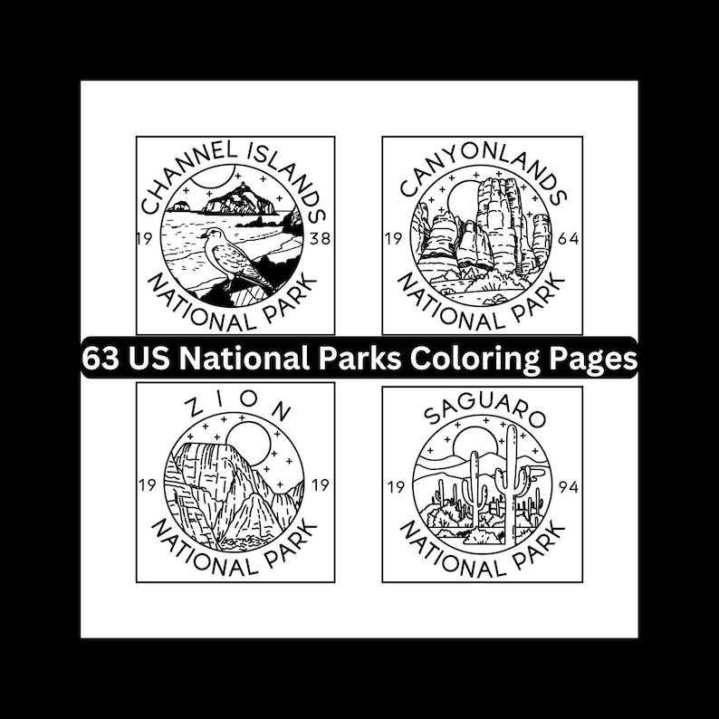 63 US National Parks Coloring Pages, Travel Art (digital Download) - Etsy