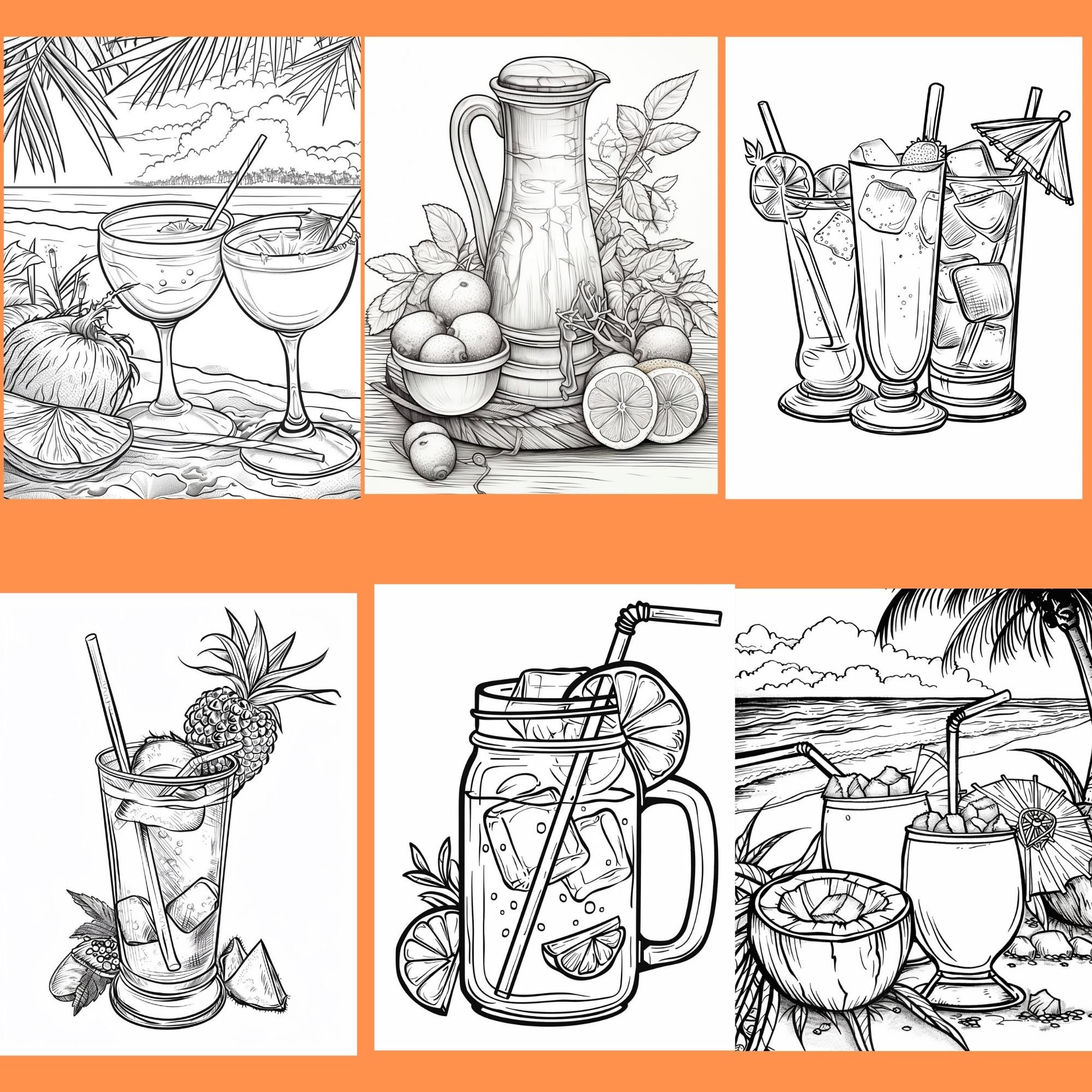 101 Drinks Coloring Pages, Printable, Instant Digital Download, Adult ...