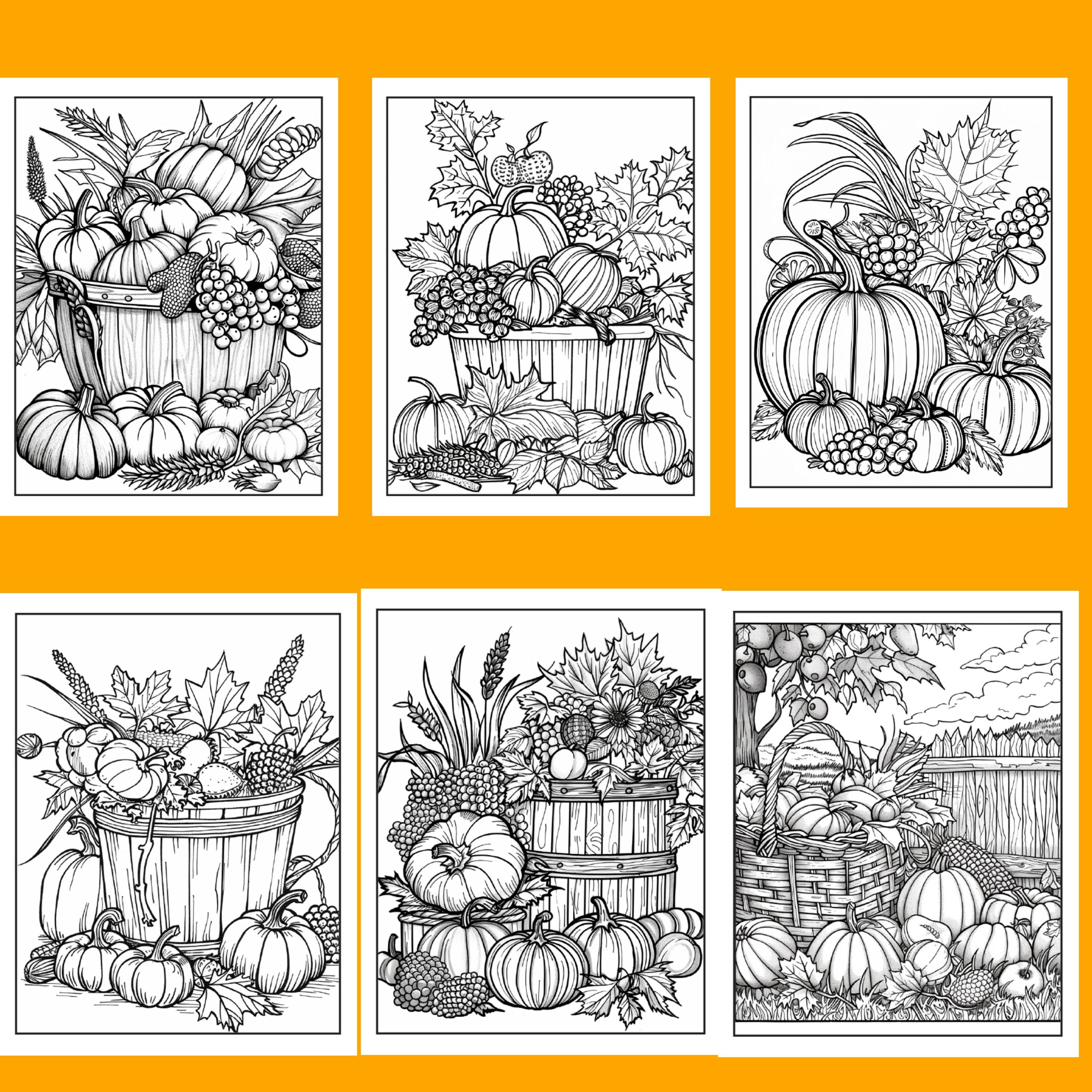 200 Autumn Harvest Coloring Pages, Printable, Instant Download, Stress ...