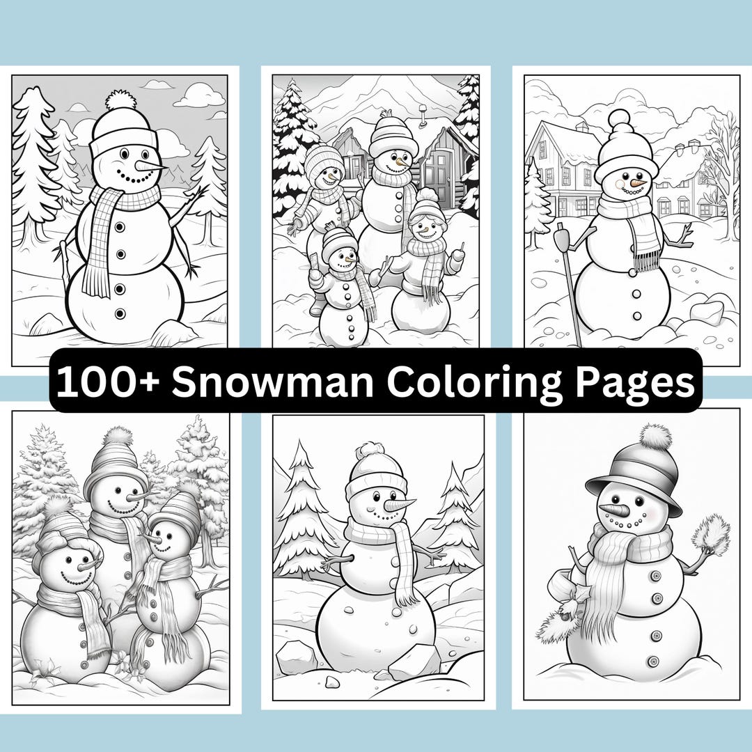 100+ Snowman Coloring Pages Book, Printable, Instant Download, Stress ...